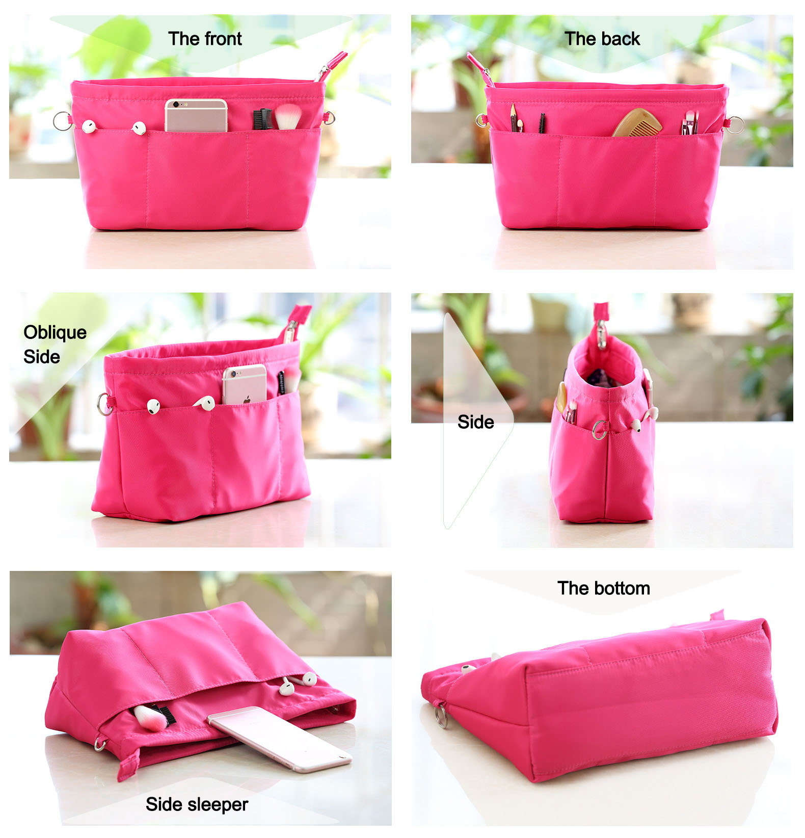 Specool® Nylon Inner Bag Liner bag Purse Organizer Insert with Zipped ...