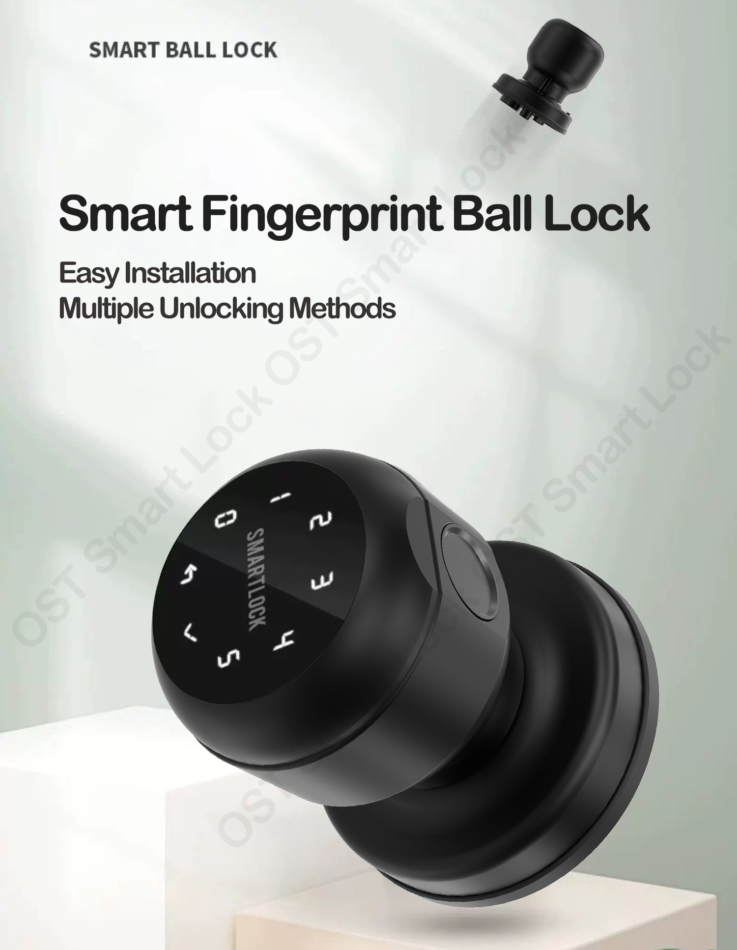 Smart Fingerprint Door Handle Lock Digital Electronic Combination Ball ...