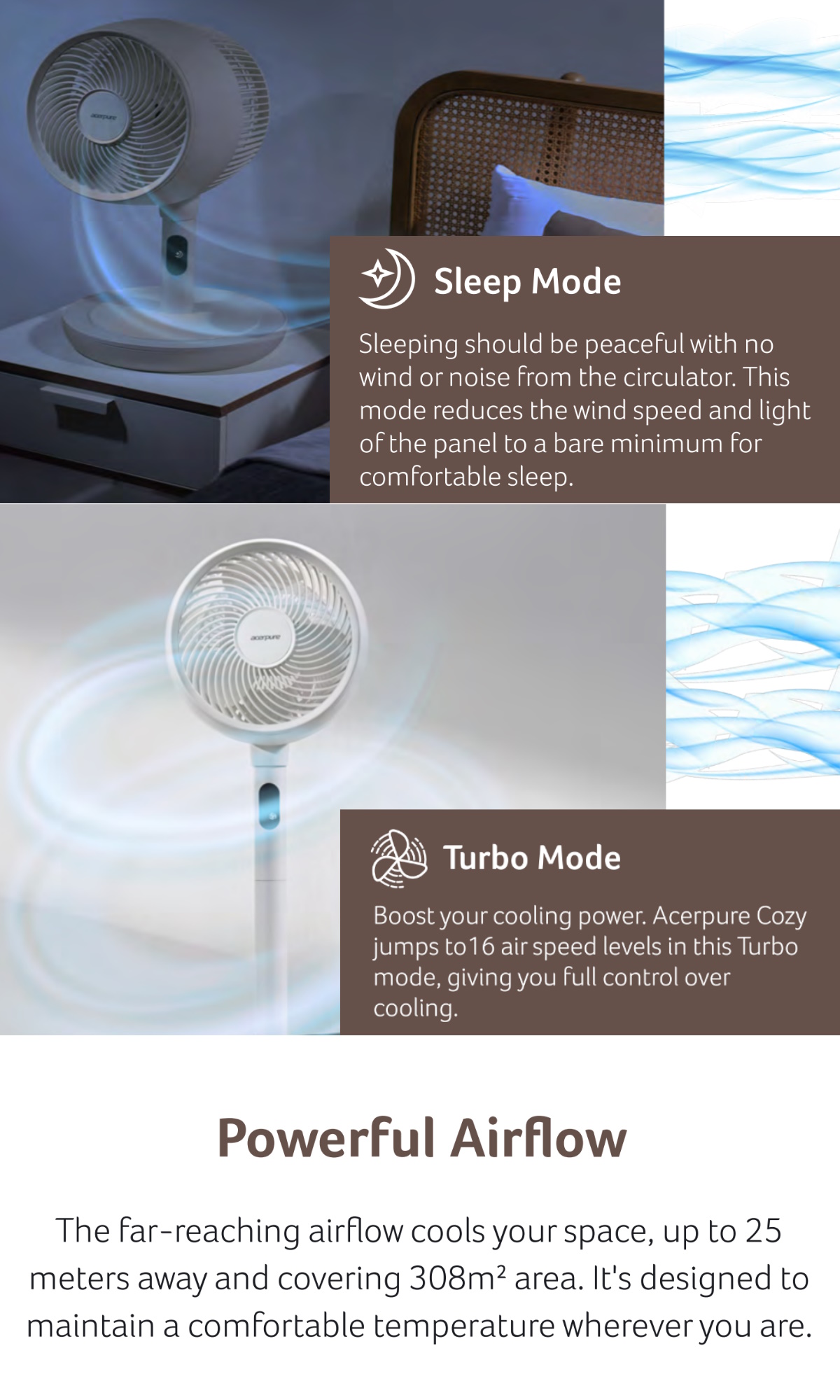 Acerpure Cozy F2 Air Circulator Fan with Precise 16 fan speed settings ...