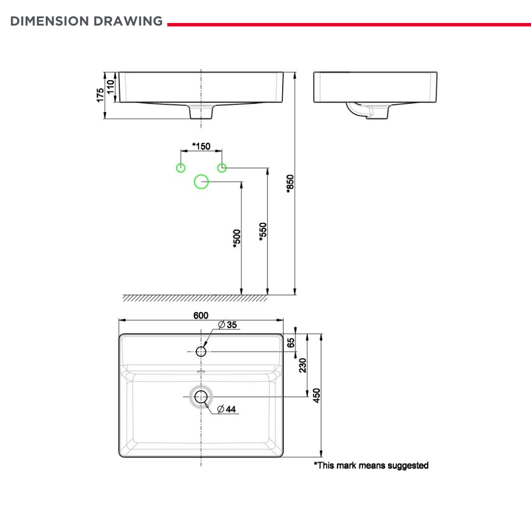 American Standard Acacia SupaSleek Vessel Basin 600mm with deck ...
