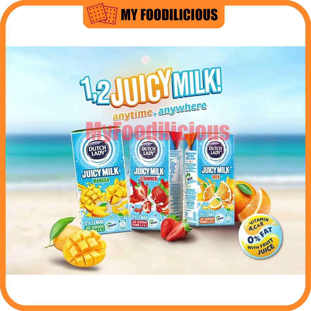 Dutch Lady Juice Milk Orange/ Strawberry /Mango 200ml x 4s | Shopee ...