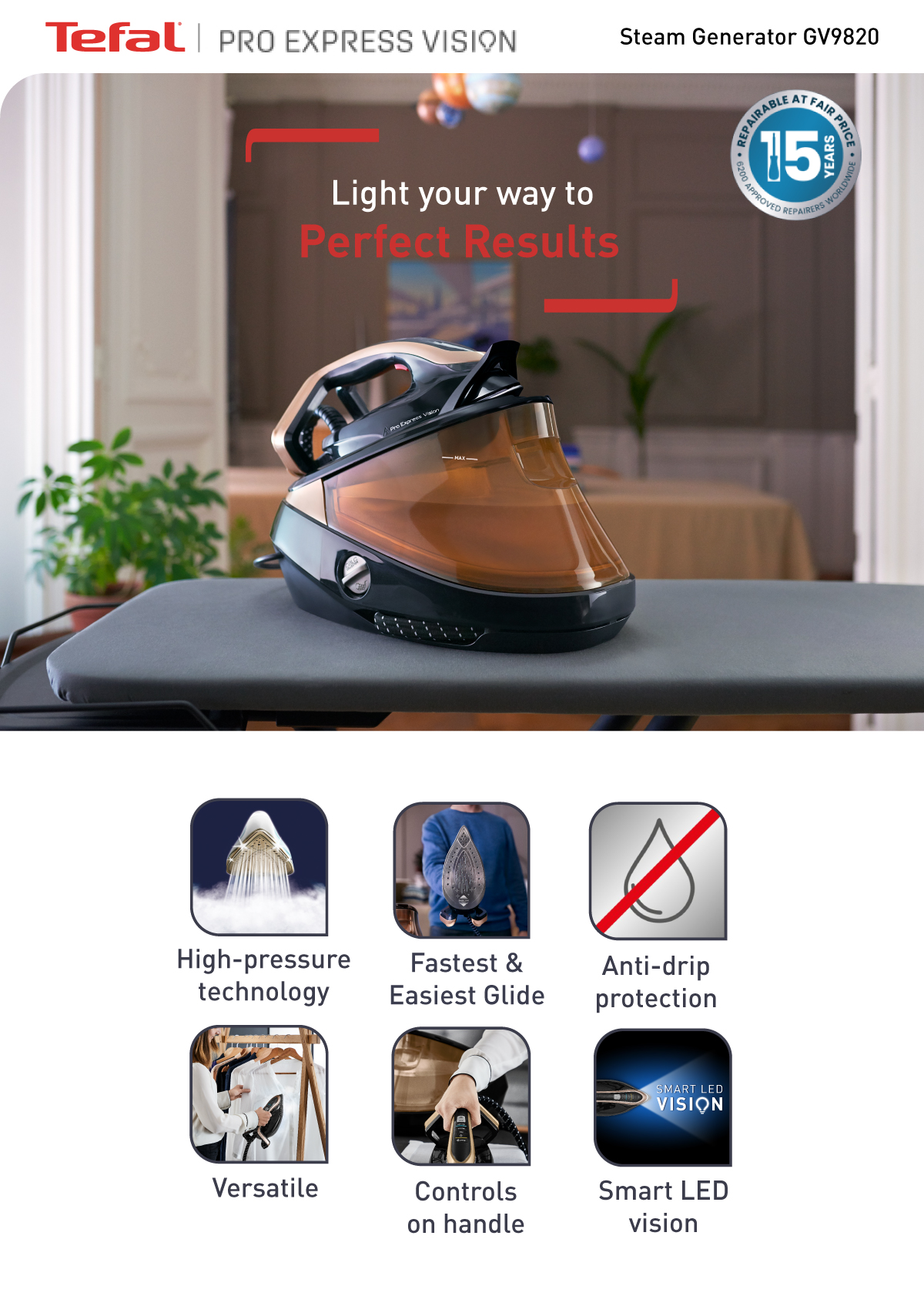 Tefal Pro Express Vision Steam Generator GV9820 - 2800W, 750g/min ...