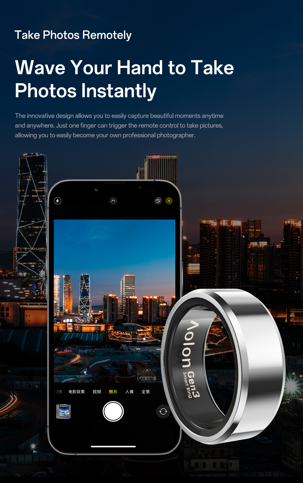 Aolon Gen3 Smart Ring Multifunctional Waterproof Fitness Heart Rate ...