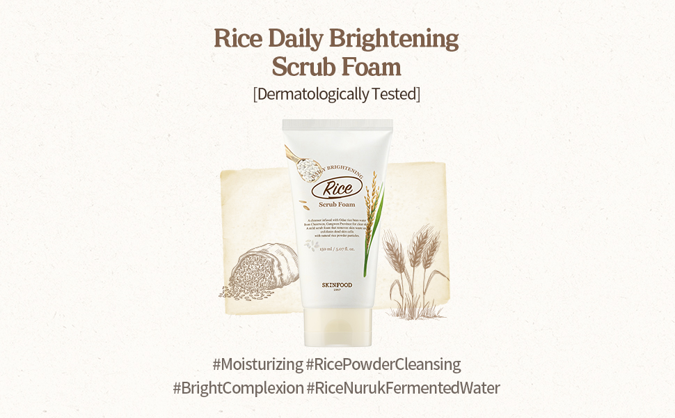 [SKINFOOD Official] Rice Daily Brightening Scrub Foam 150ml / Micro ...