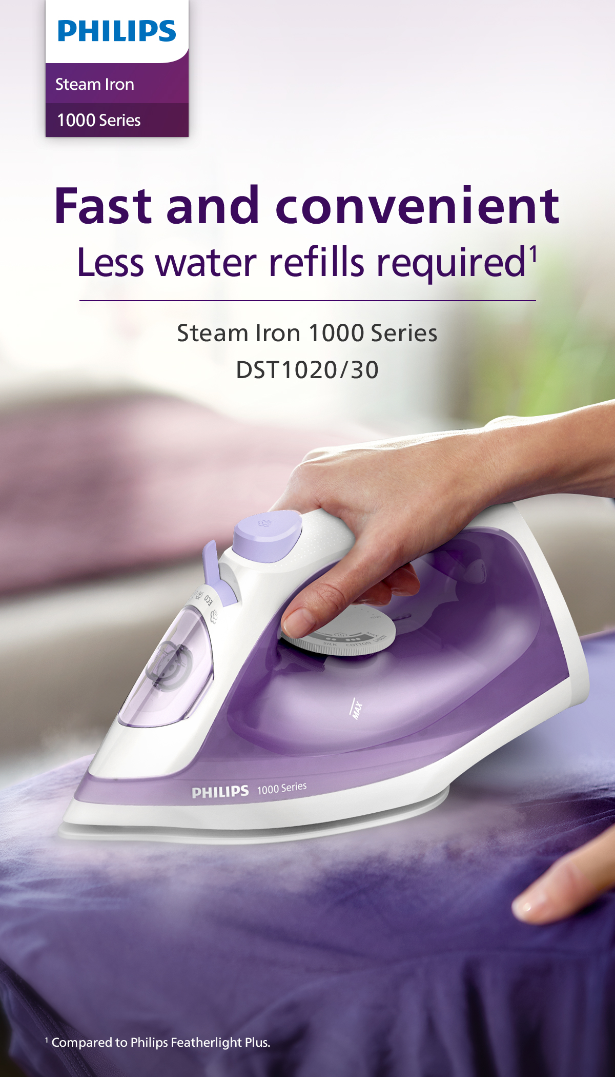 PHILIPS 1000 Series Steam Iron - DST1020/30, 1800W, 250ml water tank ...