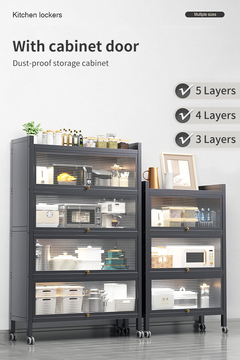 Kitchen storage cabinet Multi-layer household storage cabinets dust ...