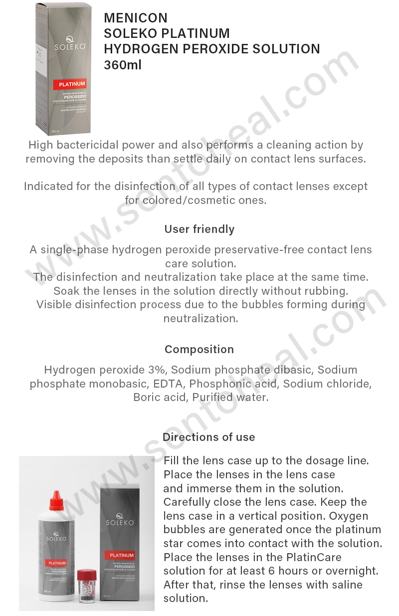 Menicon Soleko Platinum 360ml - Hydrogen Peroxide solution for contact lenses | Shopee Singapore