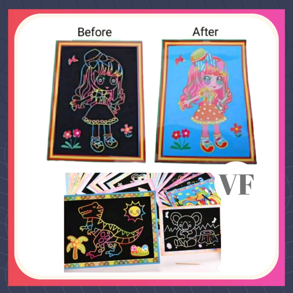 Magic Color Rainbow Scratch Art Paper Card Colorful scratch Art [Random ...