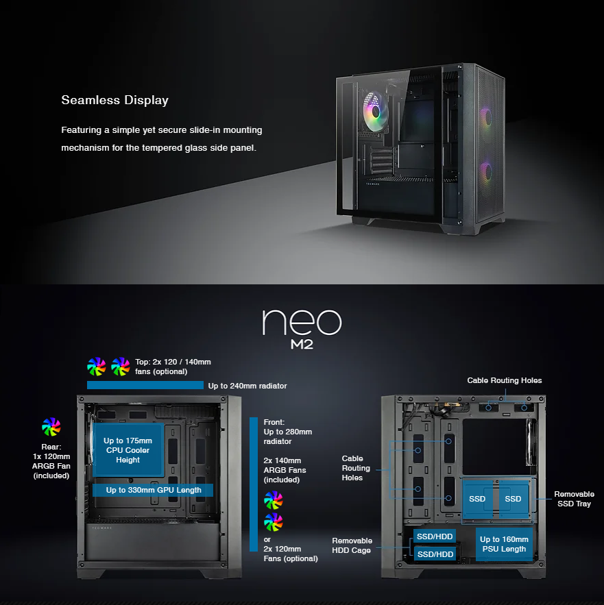 Tecware NEO M2 TG Black (1 YEAR WARRANTY BY TECH DYNAMIC PTE LTD ...