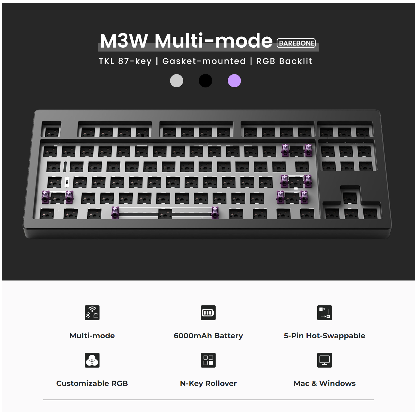 Akko MONSGEEK M3W CNC Aluminium Mechanical Keyboard Barebones Kit ...