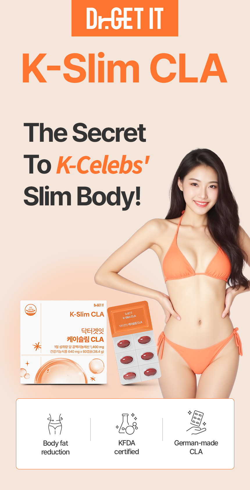 K-Slim CLA: Clinically Proven Body Fat Reducer - Korean Beauty Secret Weight loss supplement ...