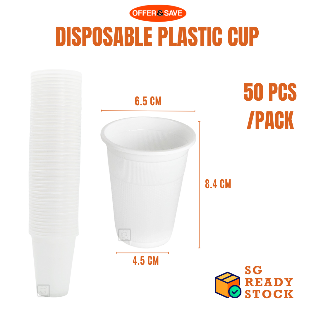 ONS Premium 50 Pcs Plastic Cup Disposable Plastic Cup | Shopee Singapore