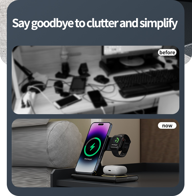 3 in 1 Wireless Charger Dock Station Dock Portable Foldable Fast ...