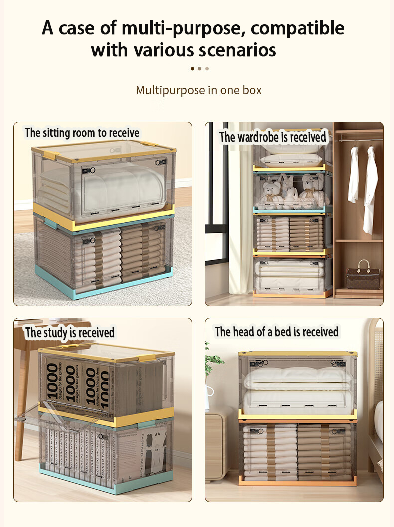 【TOP ONE】Foldable heavy clothing storage box Transparent book toy ...