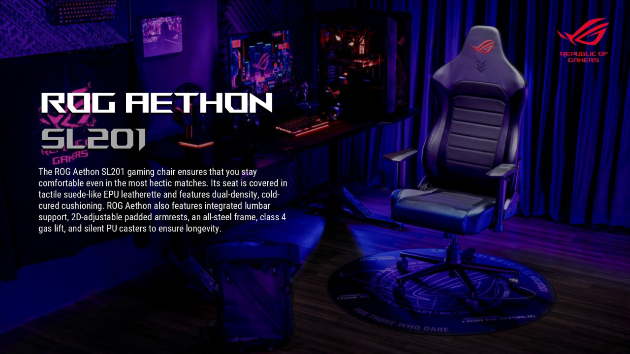 ASUS ROG Aethon Gaming Chair - All Steel Frame, Dual Density Seat ...