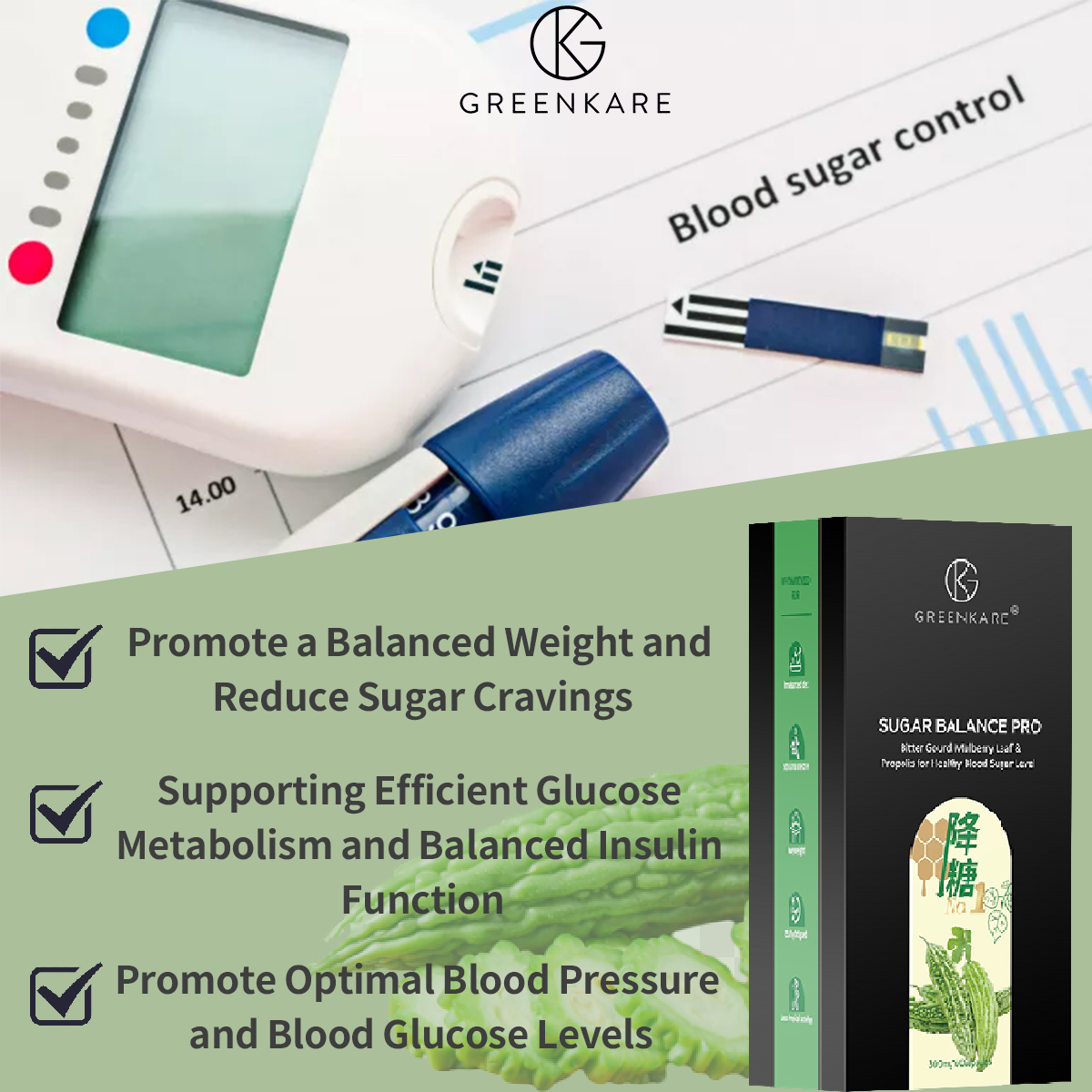 [Greenkare] Sugar Balance Pro Chromium&Bitter Melon|Increase Glucose ...