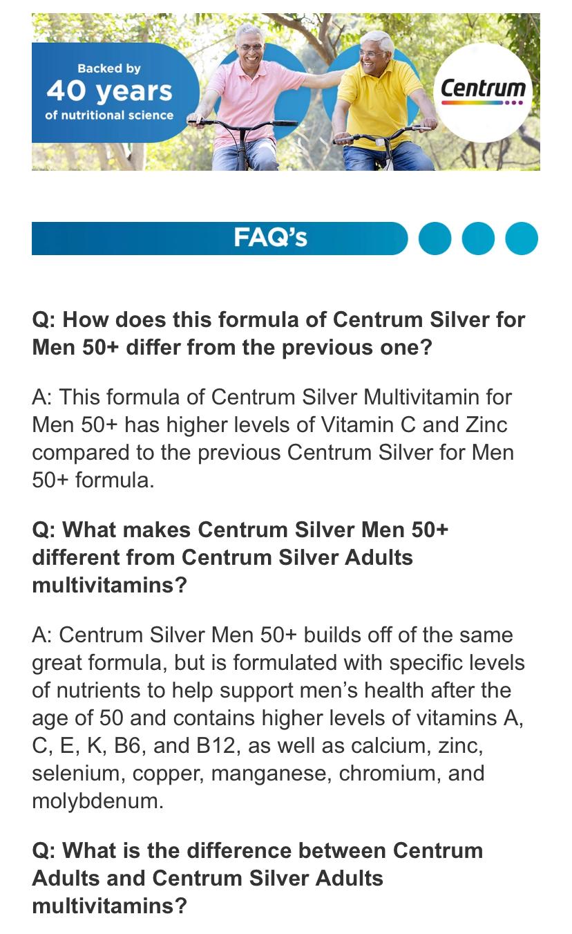 Centrum Silver Men 50+, 275 Tablets(Exp:10/2026) | Shopee Singapore