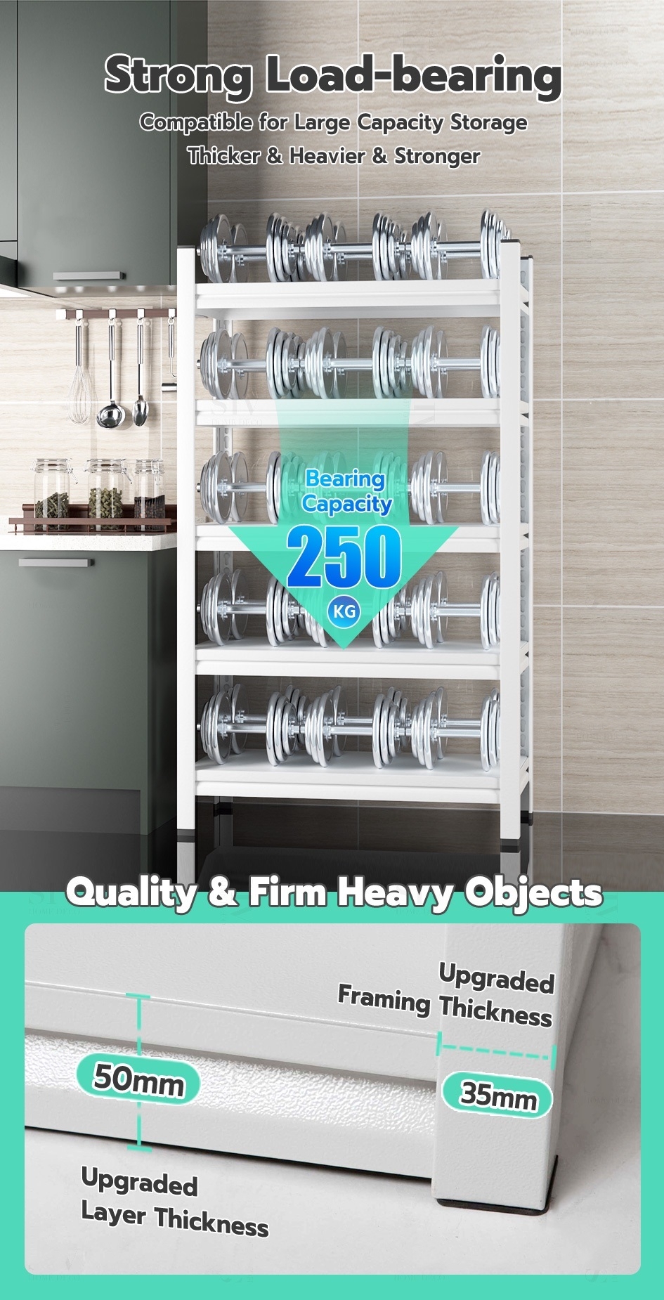 Heavy Duty Metal Rack Boltless Shelf Movable Kitchen Rack Storage Shelf ...