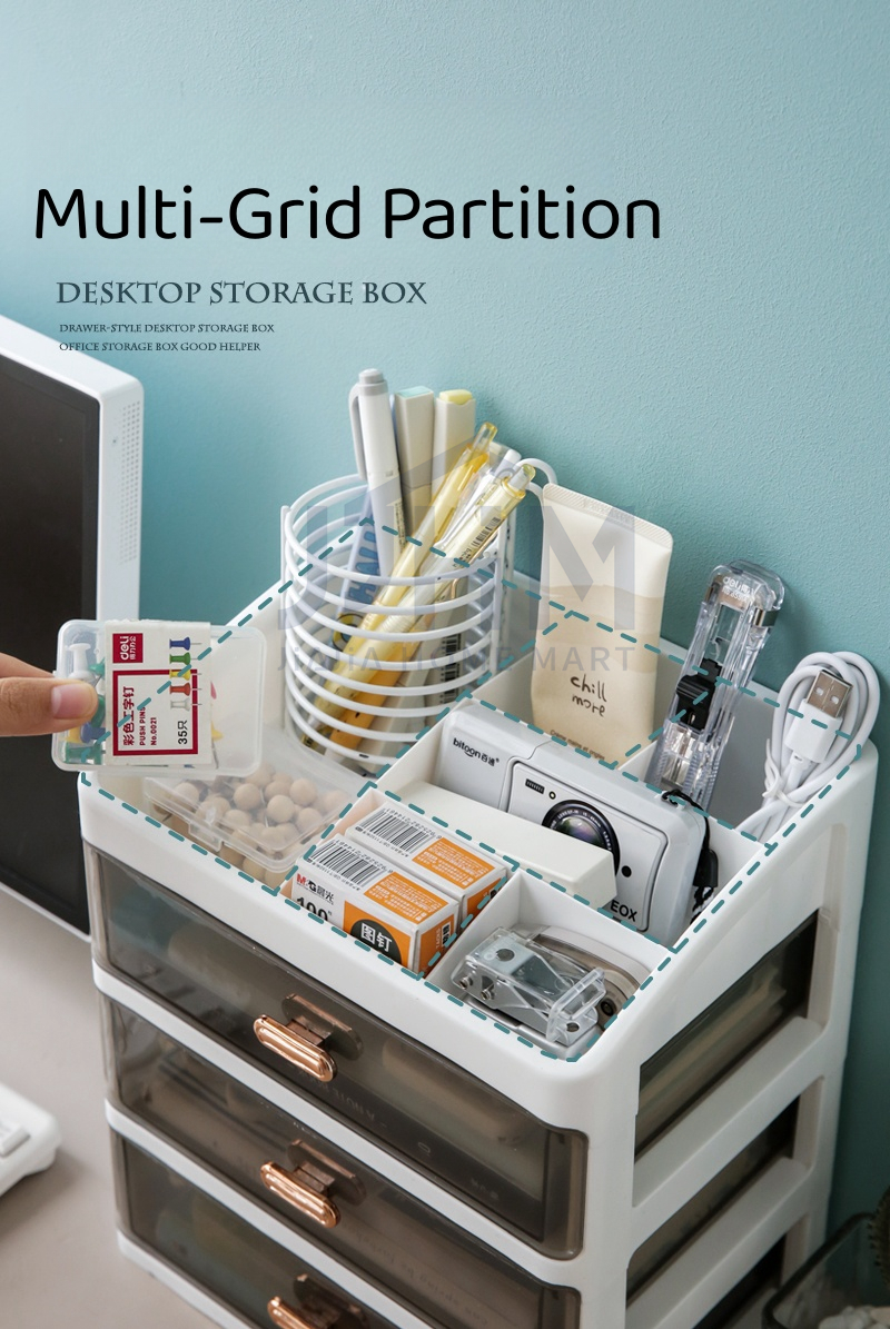 SG Can Hold A4 Paper Desk Organiser Transparent Stationery Drawer Desk ...