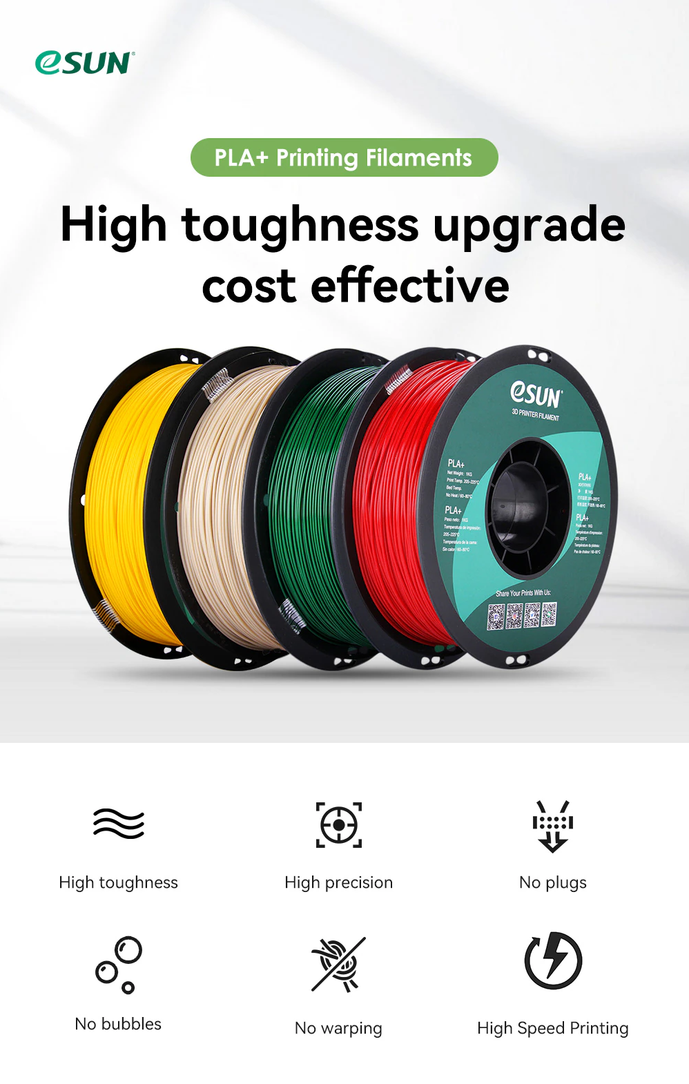 eSun PLA+ 1.75mm 1KG 3D Printer Filament PLA Plus Printing Material ...