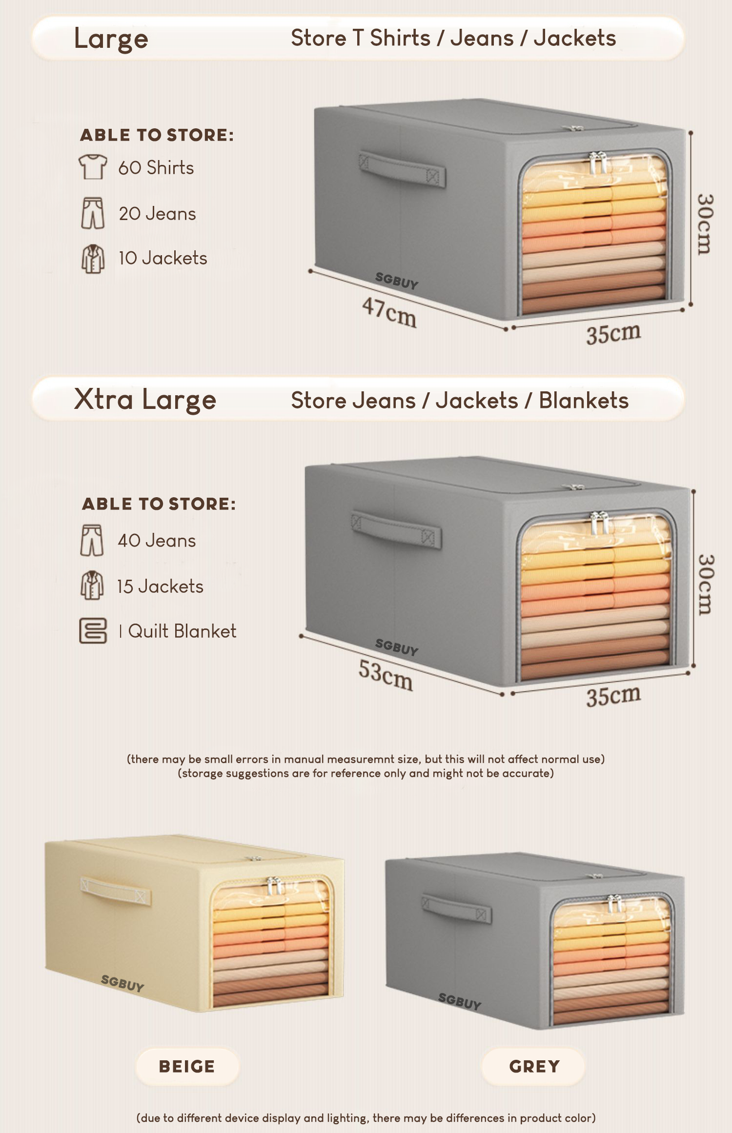 [SG SELLER] Wardrobe Storage Box Organizer Stackable Foldable ...