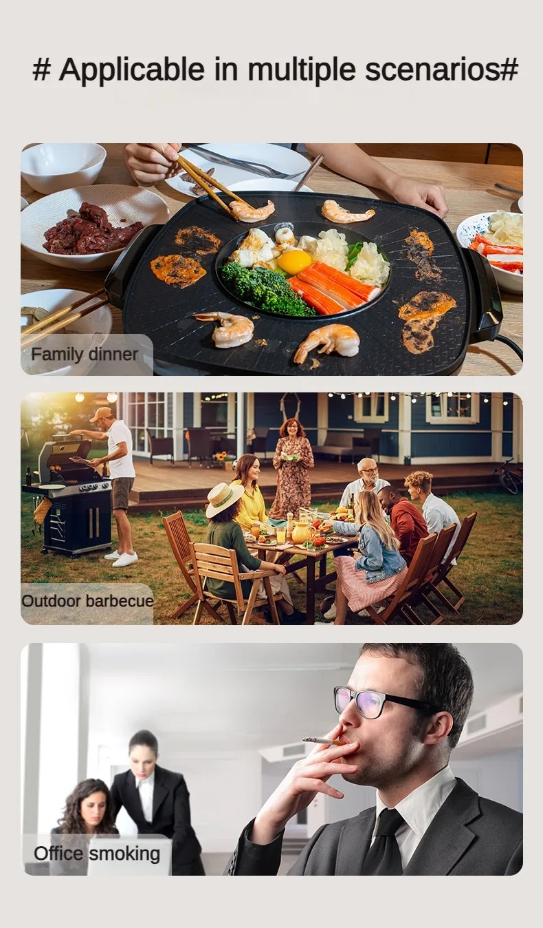 【SG】 Desktop Range Hood Portable Mobile Barbecue Hot Pot Barbecue Smoke ...