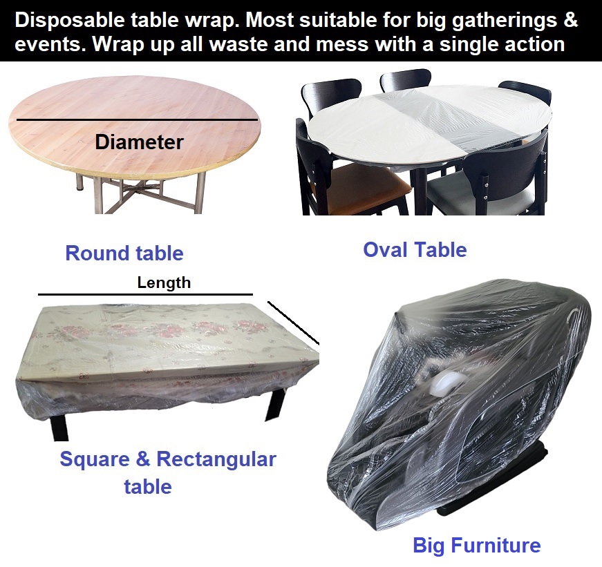 [SG Rdy Stock] Disposable Elastic Table Cover & Wrap | Furniture Cover ...