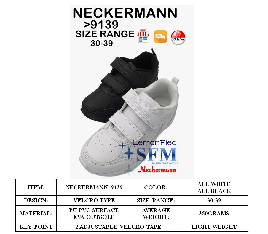 Neckermann 9139 Size 30 - 39 School Shoe White BLACK Sneaker Kid ...