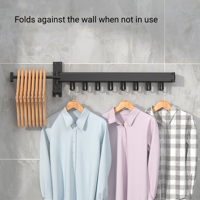 Maxvaluesg® Retractable Clothes Hanger Aluminum Drying Rack Punch/No ...