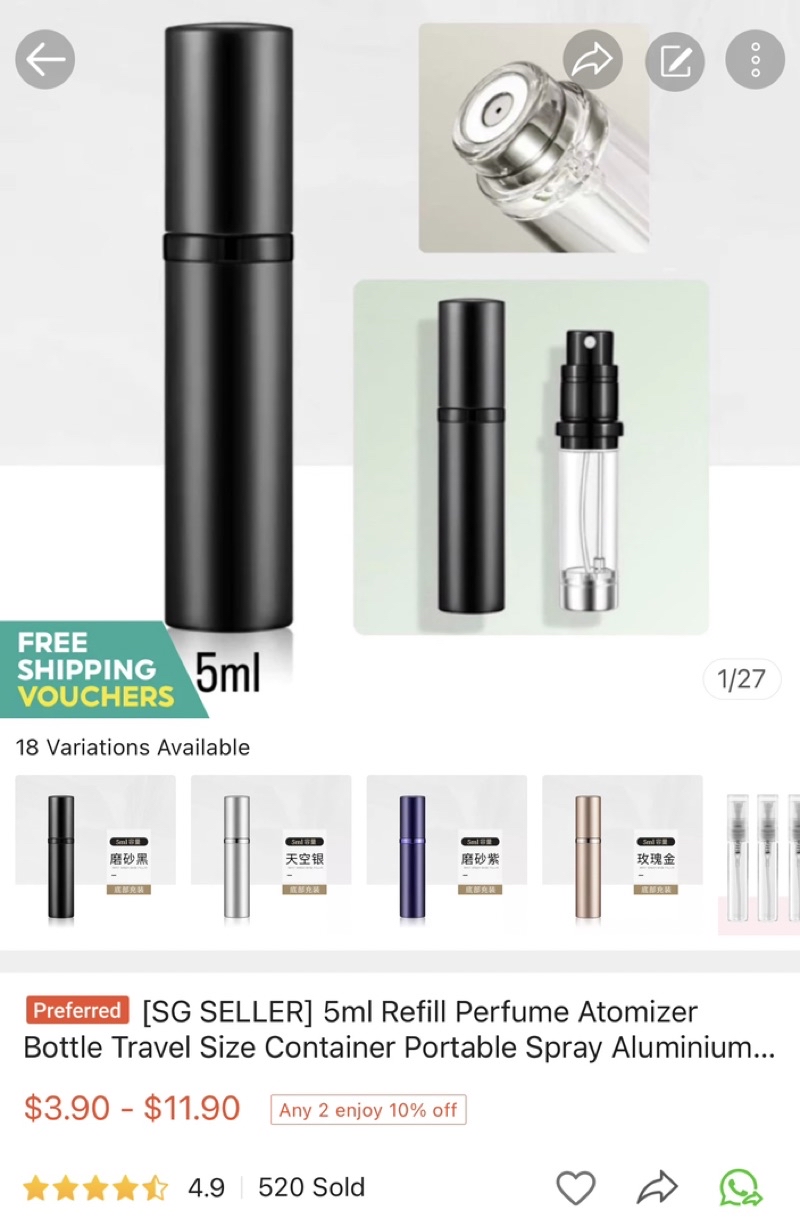 🍊[🇸🇬 Stock] 8ml Matte Twist & Turn Refillable Compact Perfume Atomizer ...