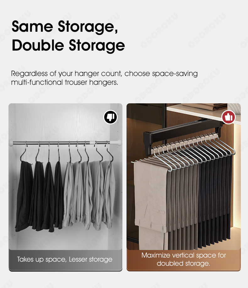 ODOROKU Extendable Clothes Rail Sliding Wardrobe Closet Rod 30-60cm ...