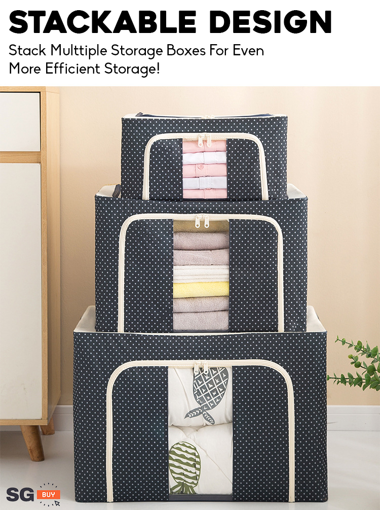 Front Open Stackable Foldable Cloth Storage Box Large Home Organizer ...
