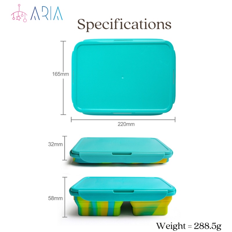 [ARIA] Collapsible Lunch Box | Bento Lunch Box Kids | Microwave Lunch ...