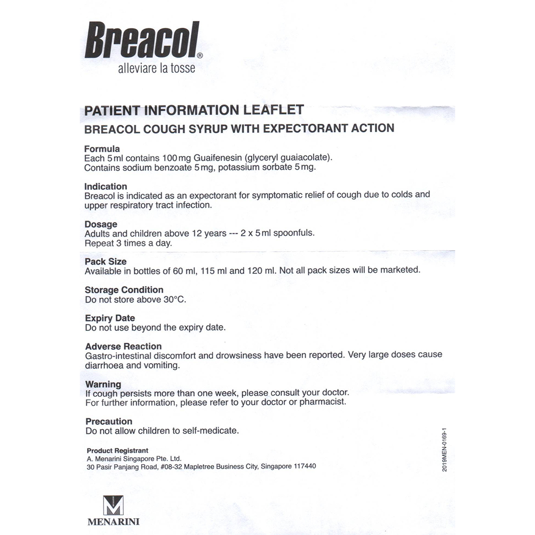 BREACOL COUGH SYRUP 120ML 避尔咳 咳药水 | Shopee Singapore