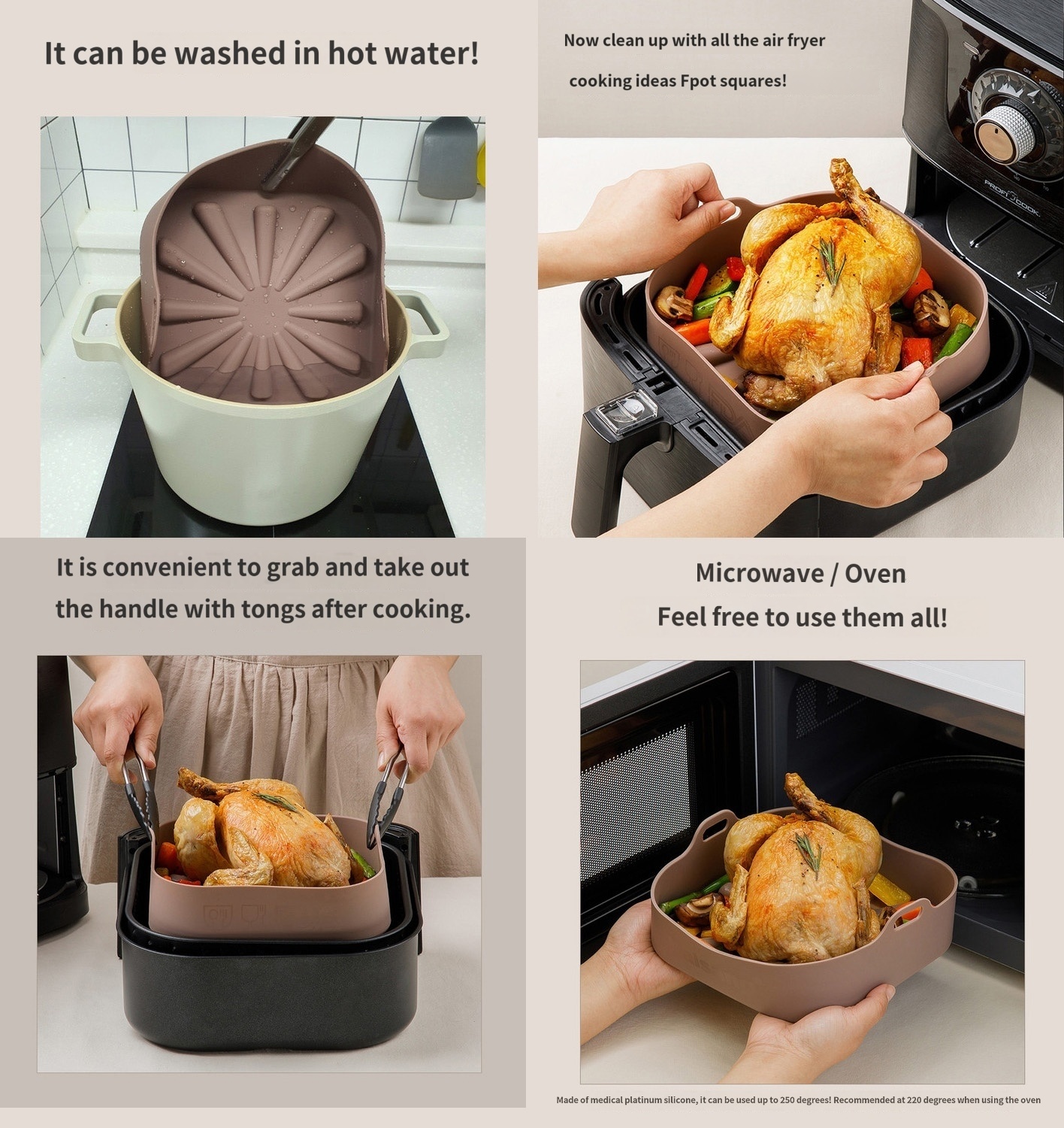 Korean Balsang Air Fryer Platinum Silicone Bowl Ovenware Fpot Square ...