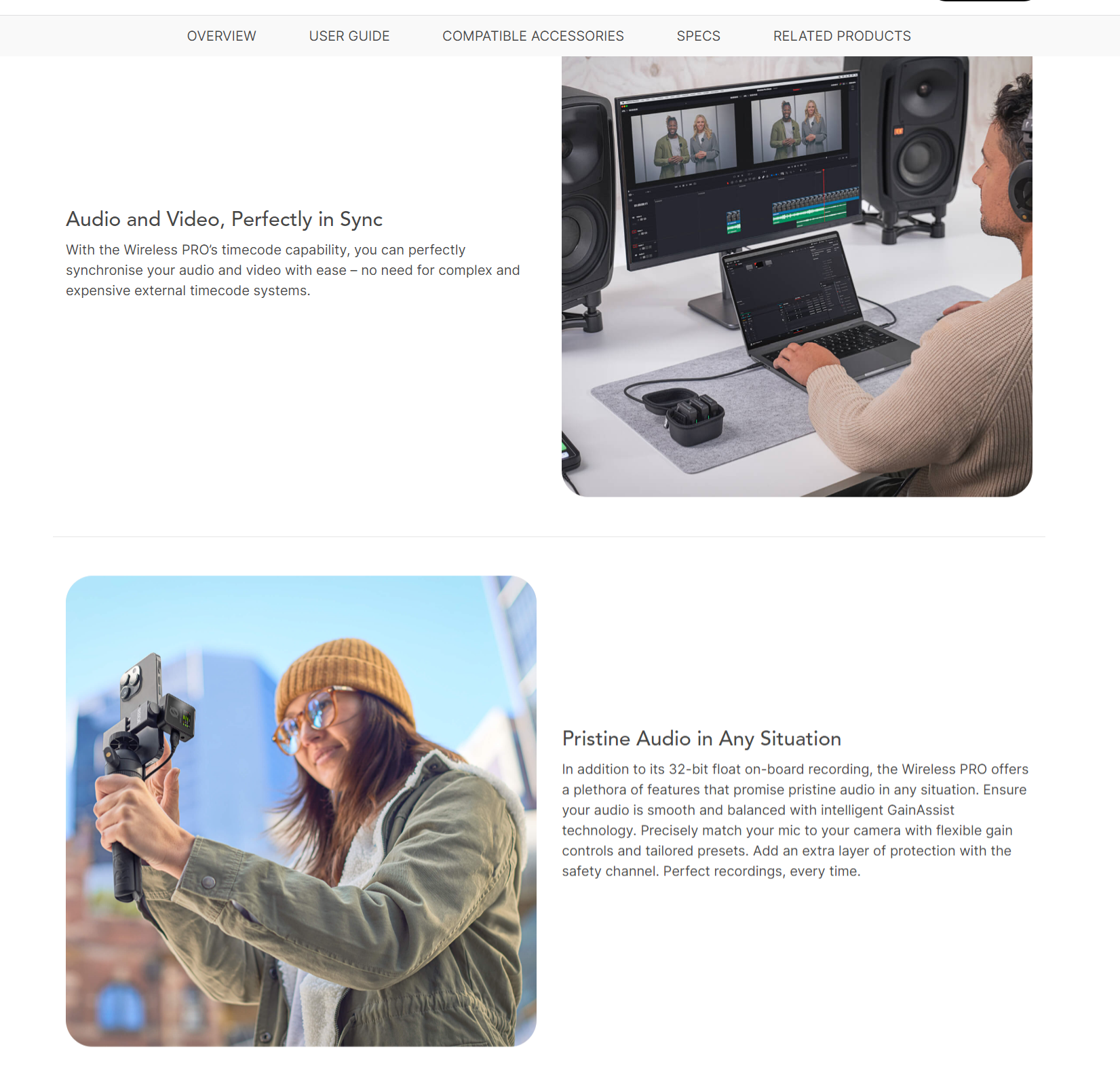 Rode Wireless Pro Compact Wireless Microphone System (2x Transmitter ...