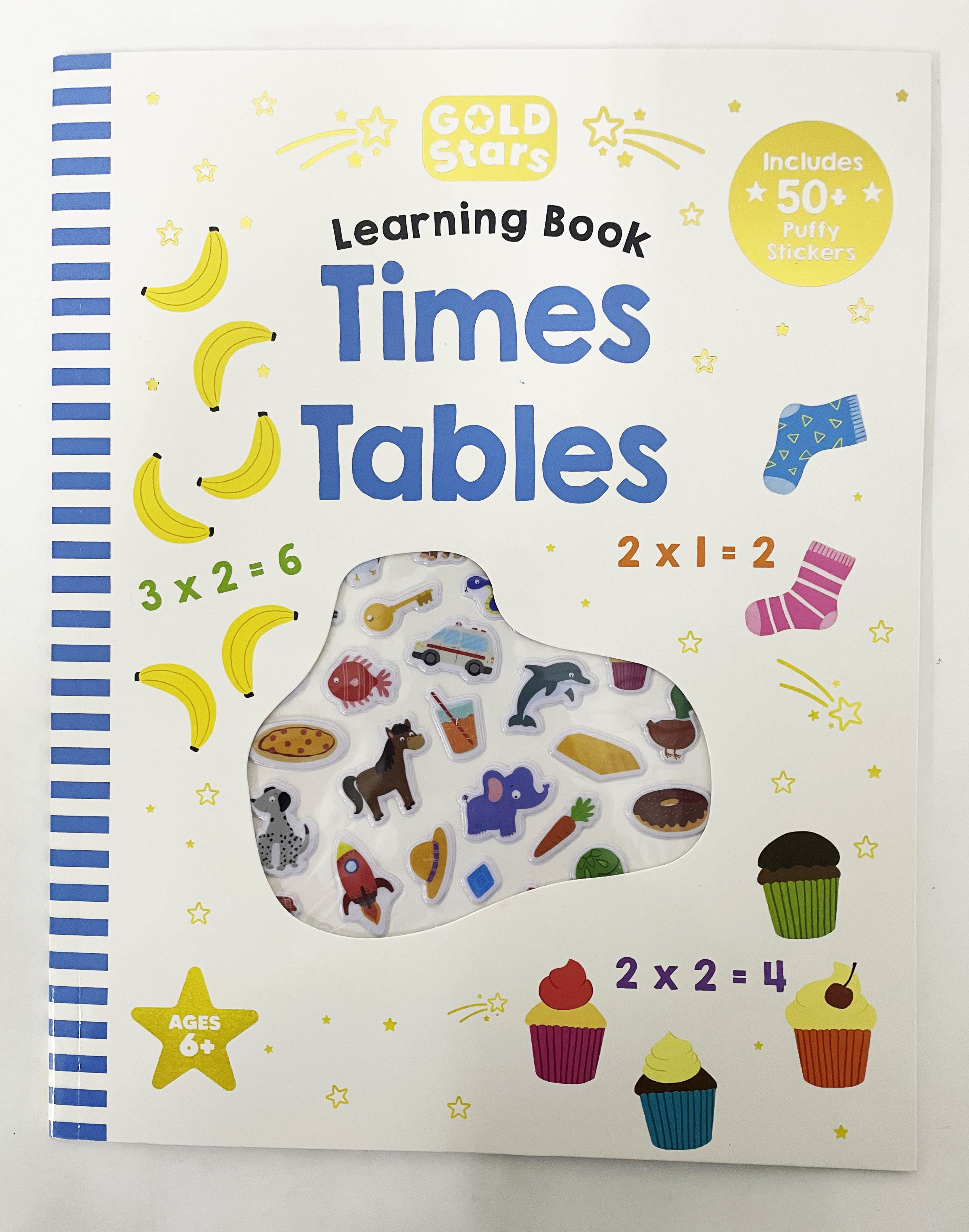 Times Tables Educational Book for Kids with Gold Stars Puffy Stickers ...