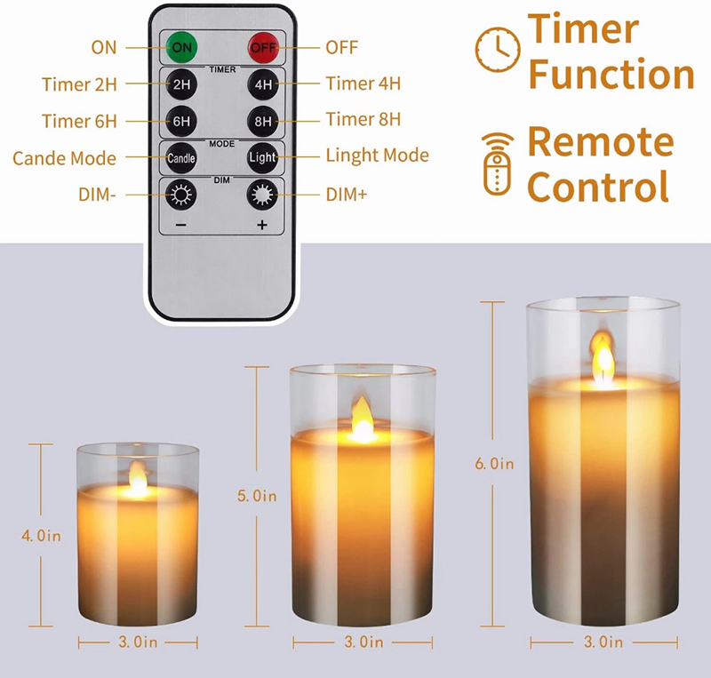 SG 3pcs LED Candle Flameless Battery Candle Light Flickering fake ...