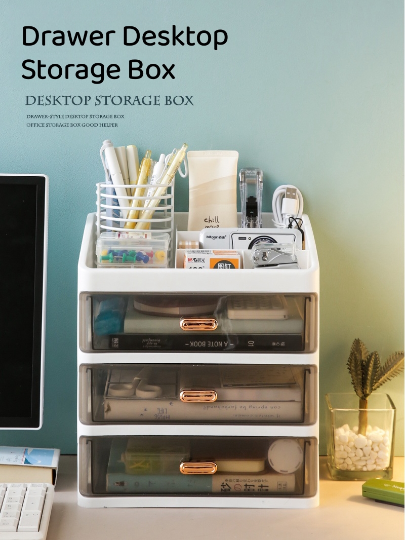 SG Can Hold A4 Paper Desk Organiser Transparent Stationery Drawer Desk ...
