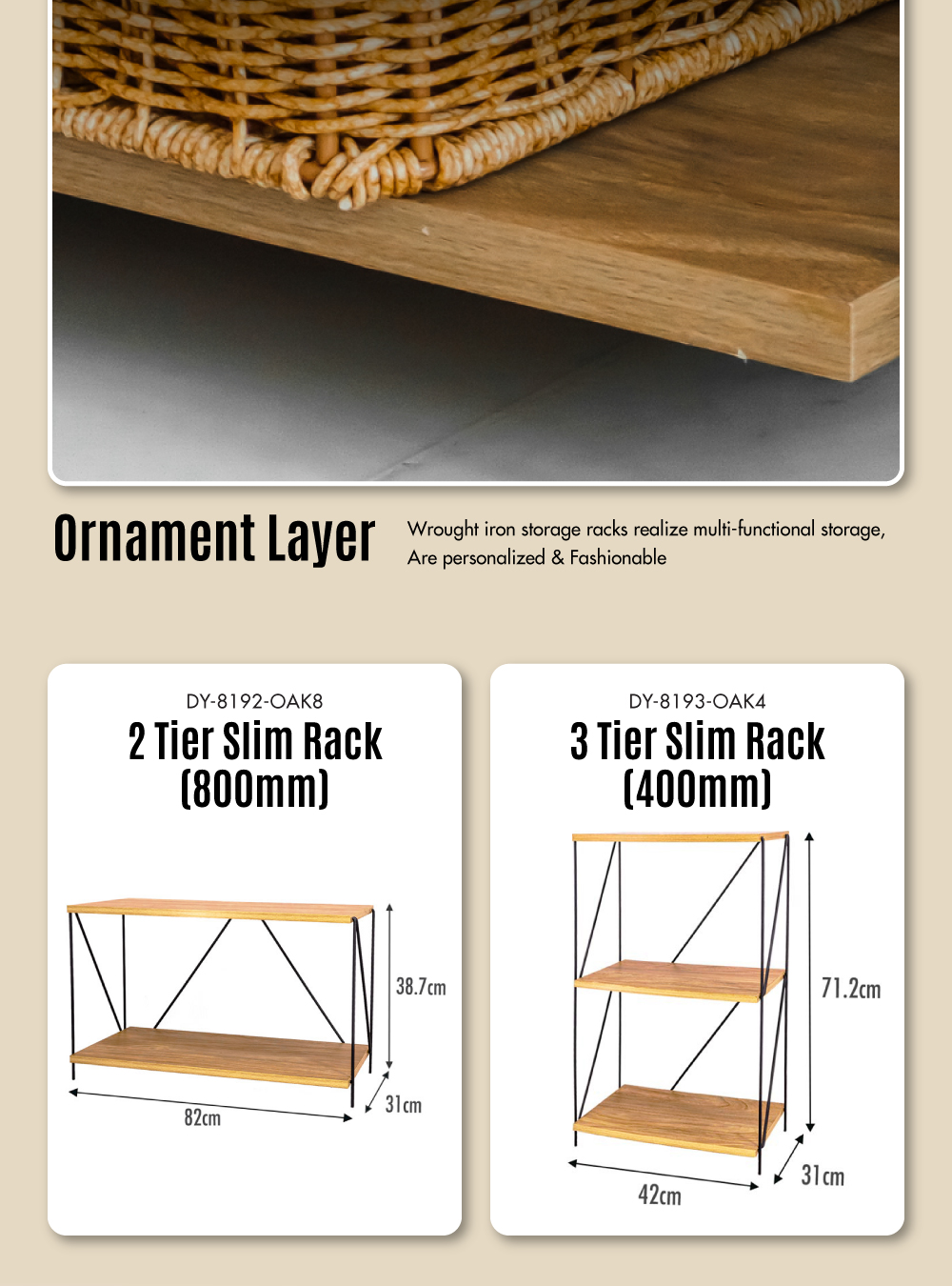HOUZE - RALF 2 | 3 | 4 Tier Slim Rack - Shelf | Organizer | Decoration ...
