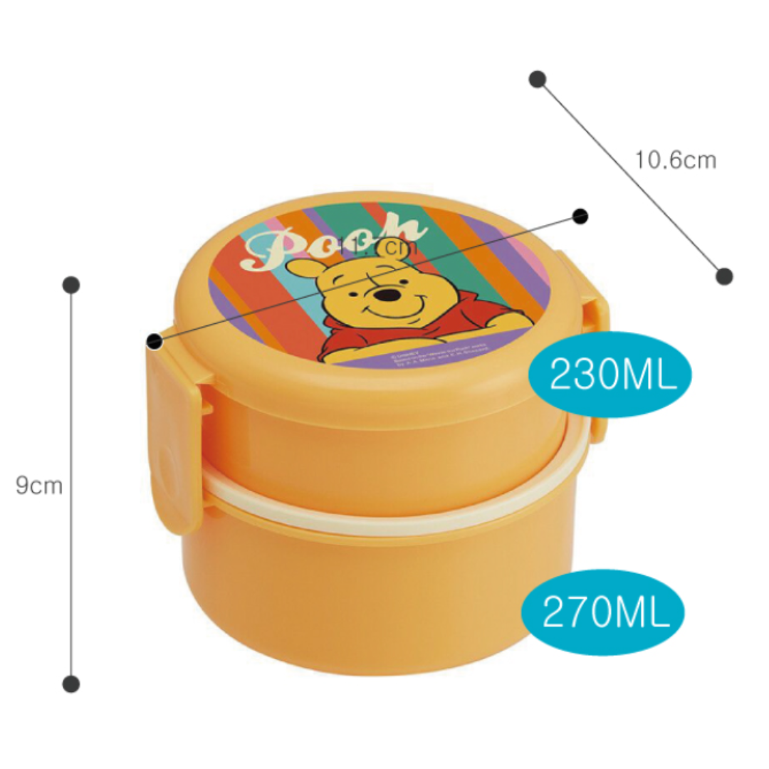 [SKATER] Pooh Retro 2-Tier round Kids Lunch Box Bento (with Fork) 500ml ...