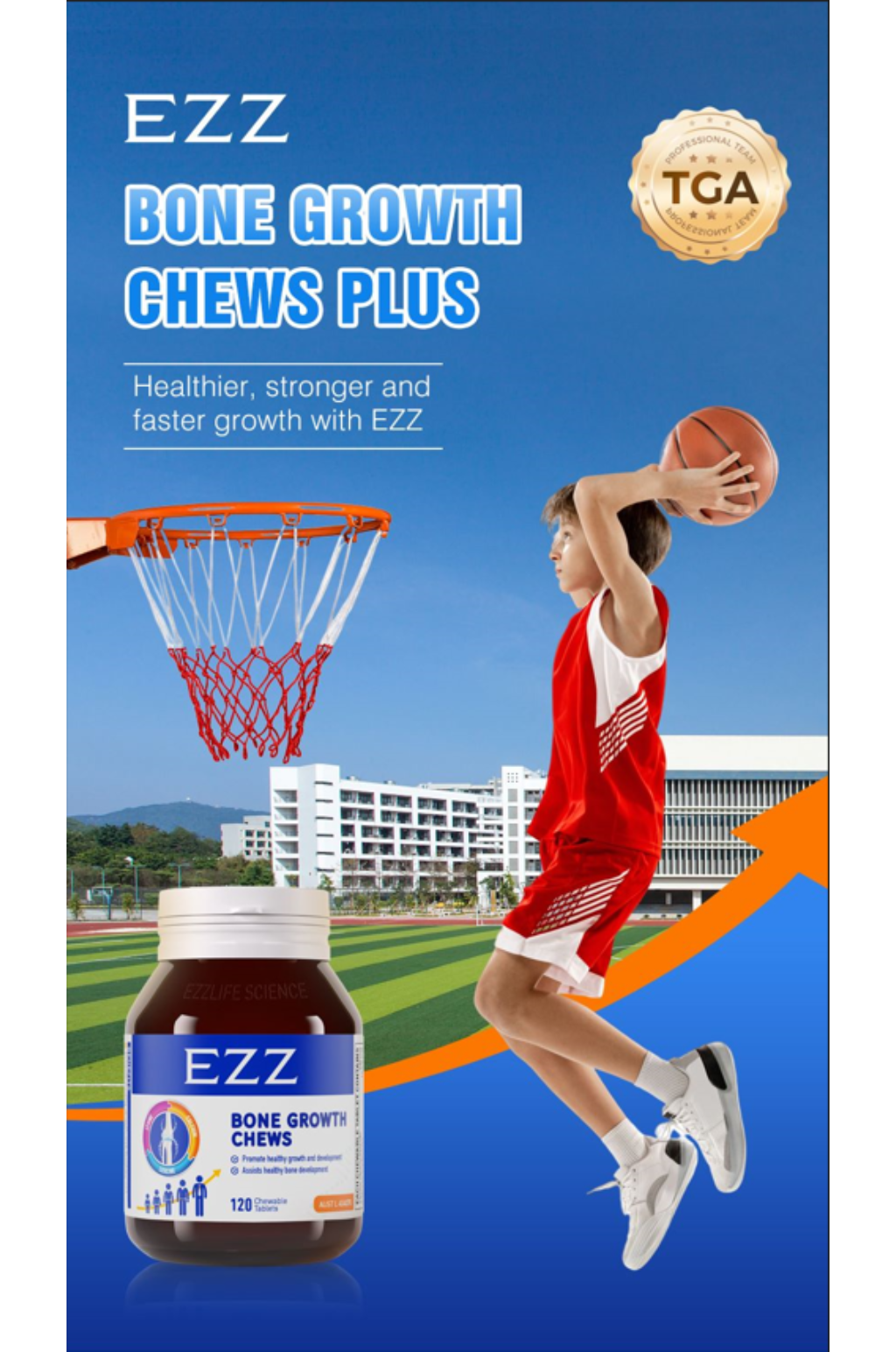 EZZ Bone Growth 120 Chewables Tablets | Premium Kids Height Growth Calcium Supplement [Baebear ...