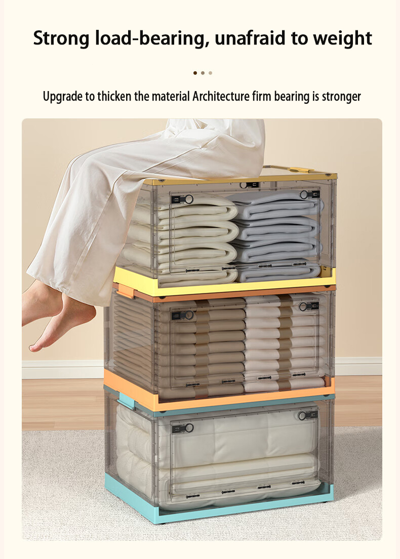 【TOP ONE】Foldable heavy clothing storage box Transparent book toy ...