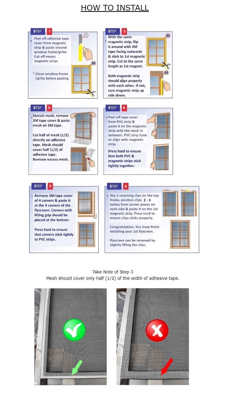 DIY Magnetic Flyscreen Kit / SG Seller Ready Stock / Black or Grey Mesh ...