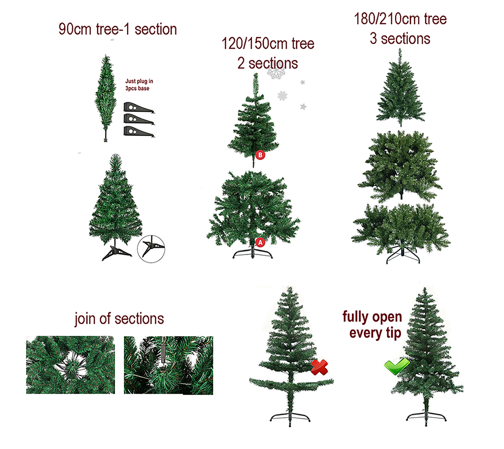 SG Stock!【Christmas tree with Value Decor Pack】90cm/120cm/150cm Full ...