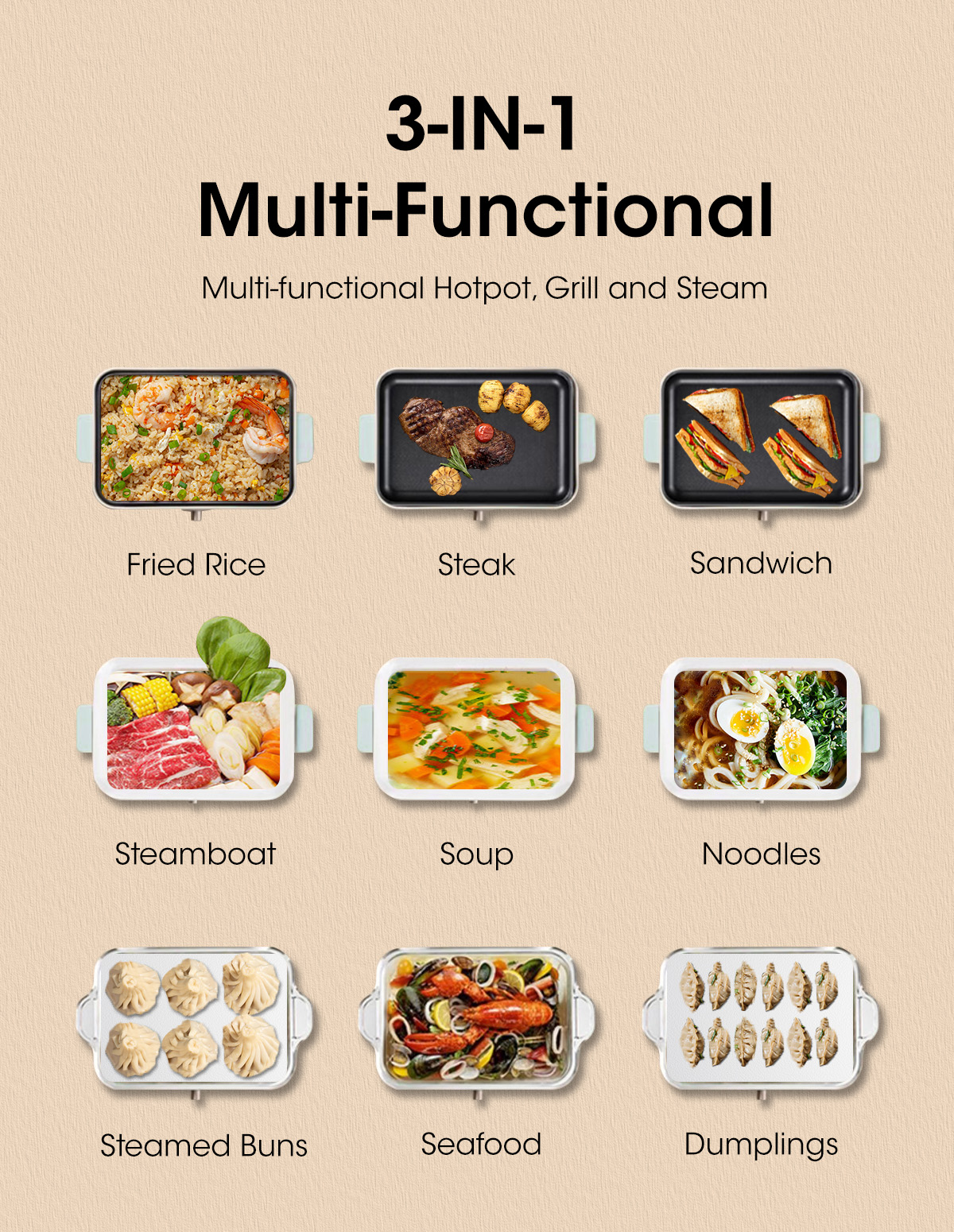 EuropAce 3.5L Retro Multi-Function Hotpot | ESB7368A | Detachable 7.5CM ...