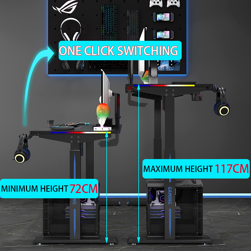 J4B Electric Height Adjustable PC Gaming Computer table RGB Light ...