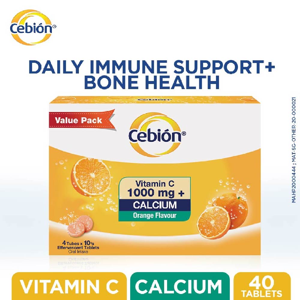 CEBION Vitamin C With Calcium Effervescent Tablets Orange Flavour 40s ...