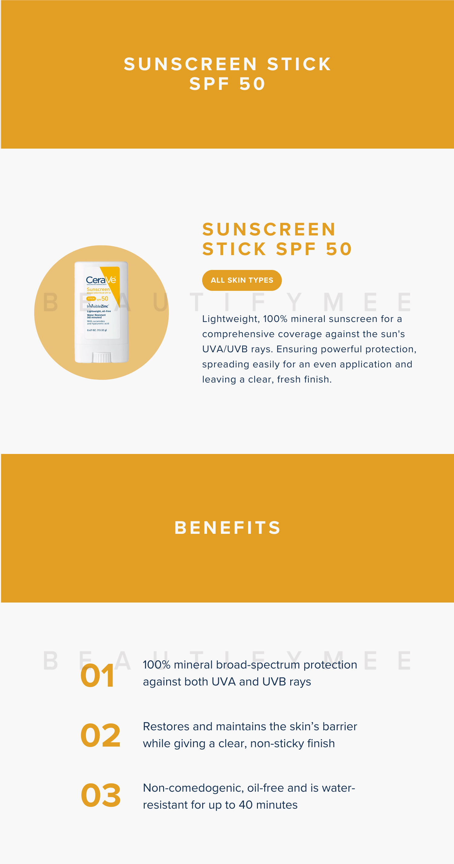 CeraVe Broad Spectrum SPF 50 Sunscreen Stick | Shopee Singapore