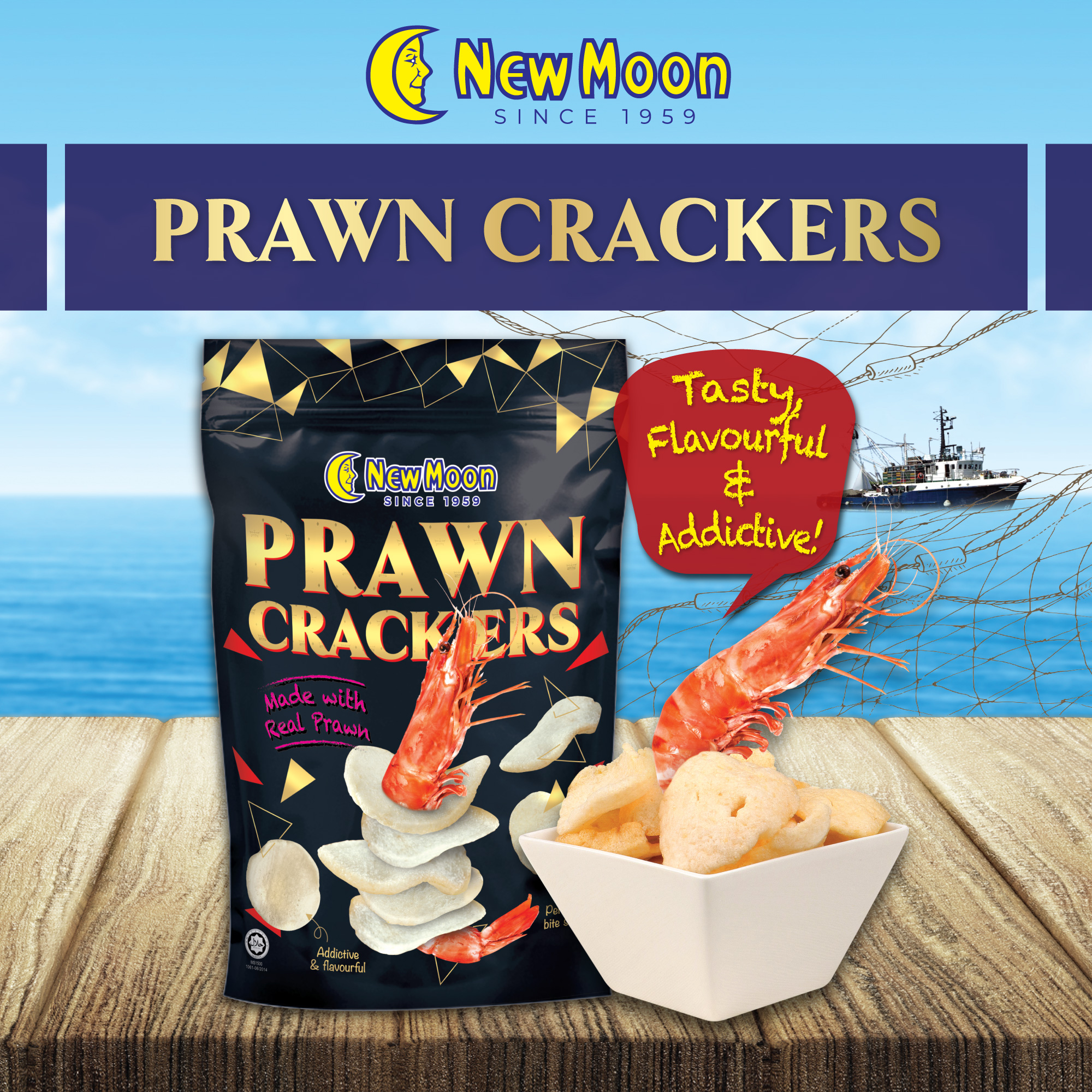 [Bundle of 4] New Moon Prawn Crackers 75g | Shopee Singapore